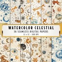 Pastel Celestial Digital Paper Pack | 12 Seamless Astrology & Moon ...
