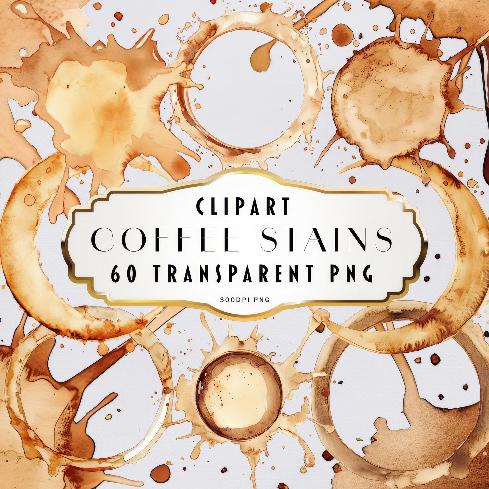 Coffee Stains Clip Art Digital Coffee and Espresso Ring Overlays ...