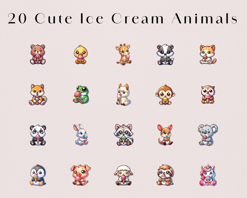 Cute Ice Cream Animals Cute Desserts Animal Clips Clipart Transparent ...