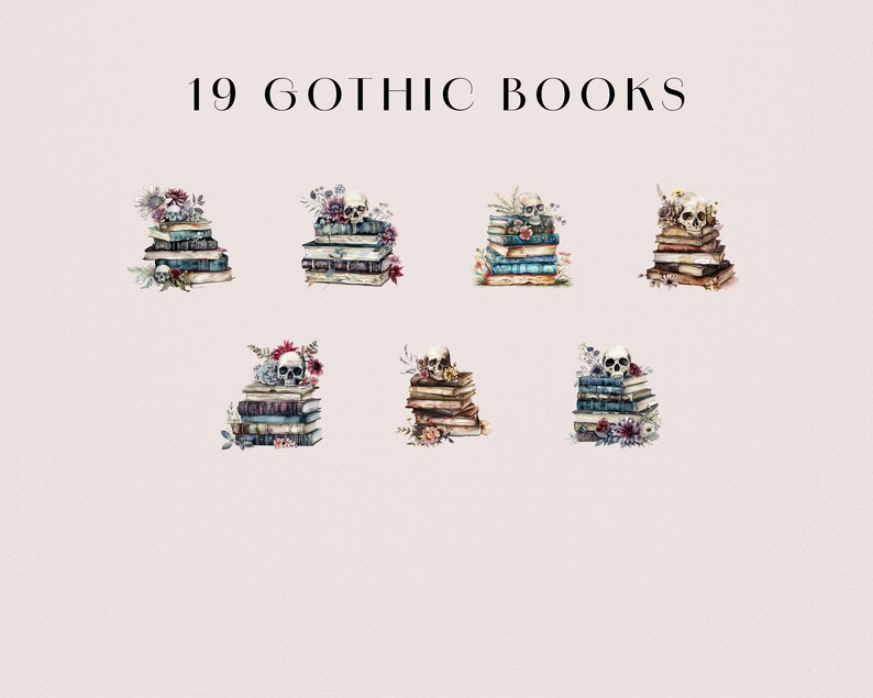 Watercolor Gothic Books Clipart, Goth Book Bundle PNG, Witchcraft Books ...