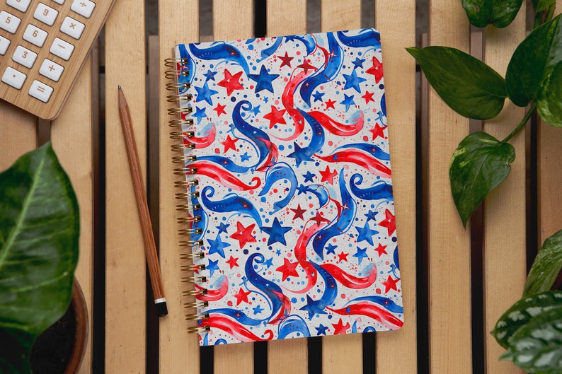 Red White and Blue Watercolor Digital Papers Bundle American Patriotic ...