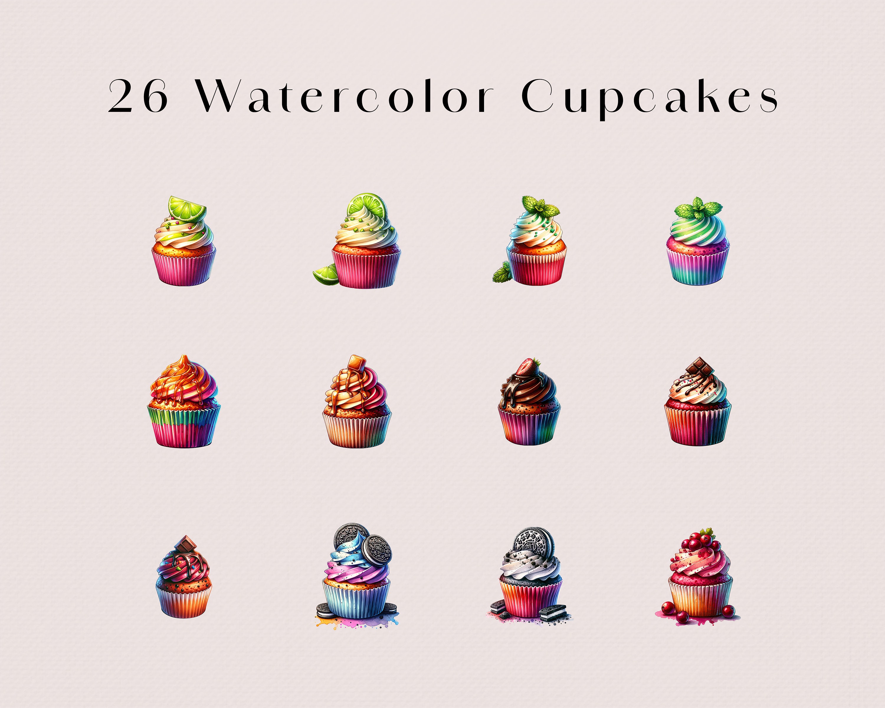 Watercolor Cupcake Clipart Watercolor Clip Art Birthday Cake Clipart ...