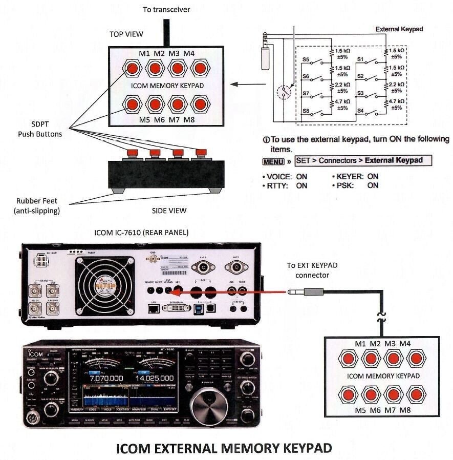 External Memory Keypad (8 Buttons) for ICOM Transceivers - Etsy