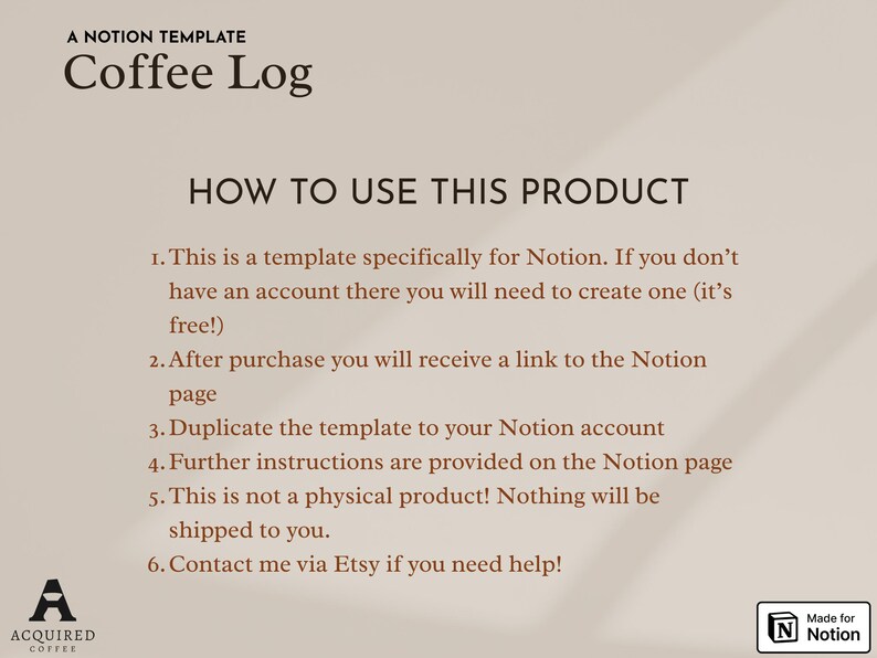 Coffee Tasting Notion Template: Bean Log & Flavor Notes (digital ...