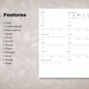 Printable Coffee Tasting Notes Journal: PDF Log (letter & Half-letter ...