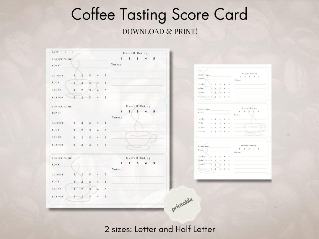 Printable Coffee Tasting Notes Journal: PDF Log (letter & Half-letter ...
