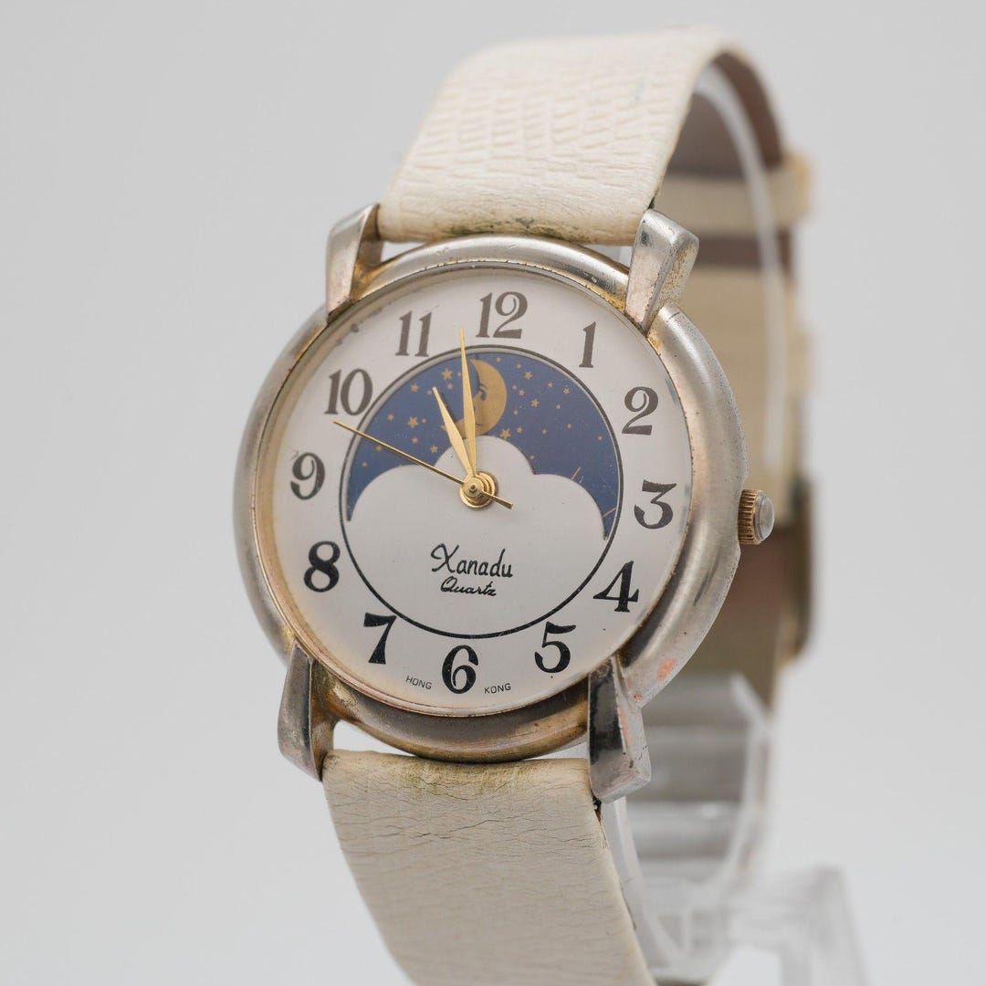 Vintage Xanadu Moonphase Watch - 33mm - Celestial Dial - New Battery ...