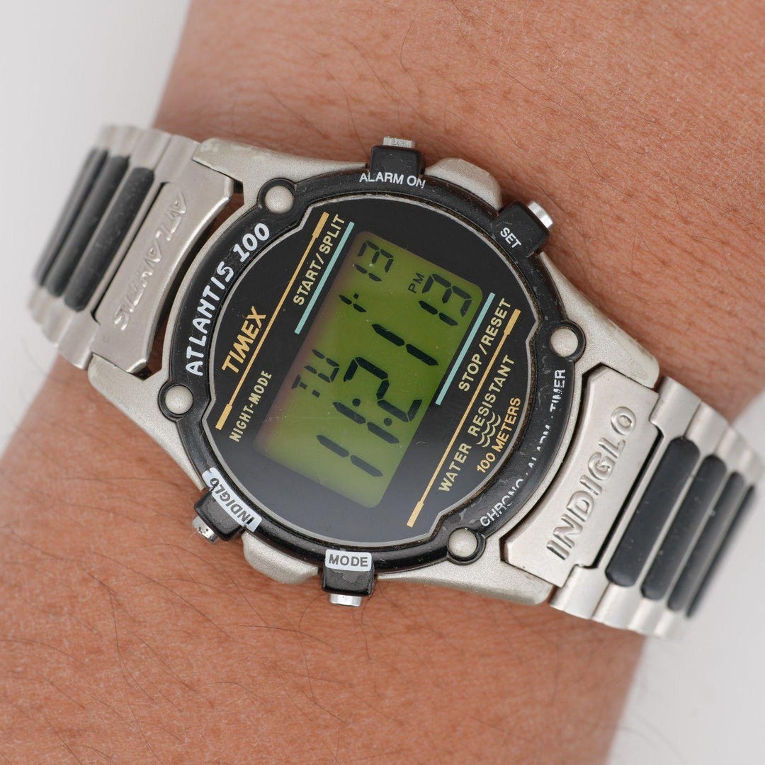 Timex Atlantis 100 Indiglo Digital Watch WR100 EL Quartz Working - Etsy