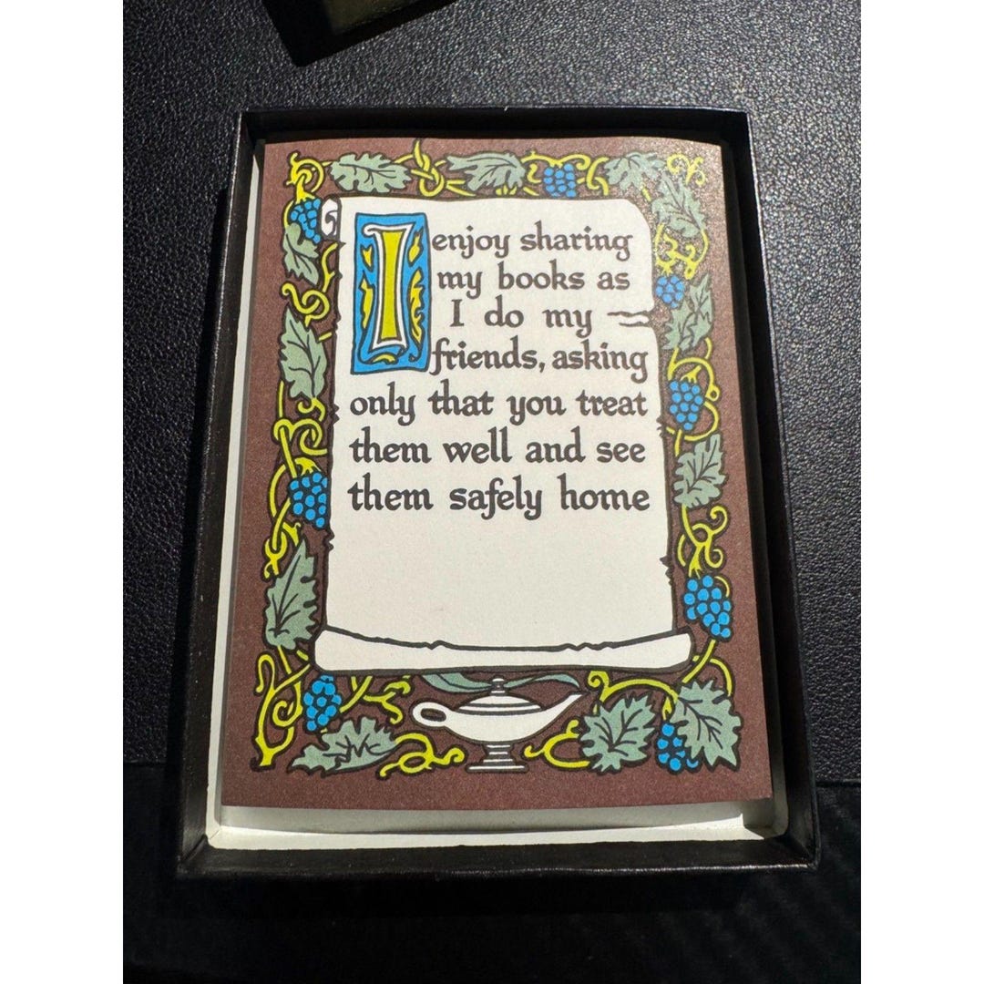 Vintage Antioch Bookplate Set Decorative Gummed Labels With Quoteb - Etsy