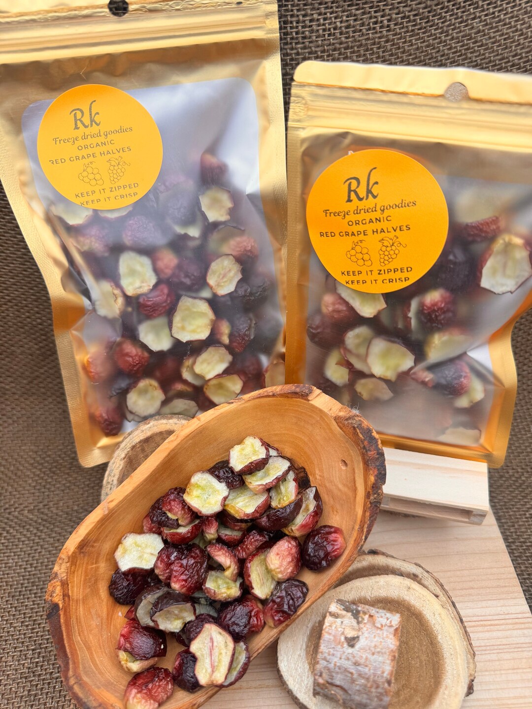Freeze Dried ORGANIC RED GRAPE Halves Healthy Freeze Dried Fruit Snacks ...