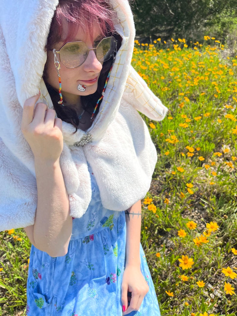 Arctic Rabbit Hood, Furry Caplet, EGL Fashion, Prototype Discout - Etsy