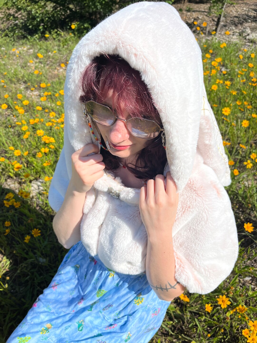 Arctic Rabbit Hood, Furry Caplet, EGL Fashion, Prototype Discout - Etsy