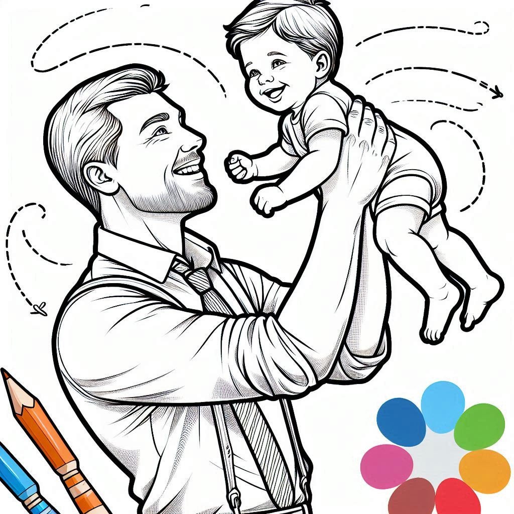 Coloring Pages for Children With a Father's Day Theme - Etsy