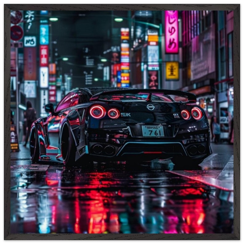 GT-R, Japan, Neon Lights, Rain, Car, Gamer, - Etsy