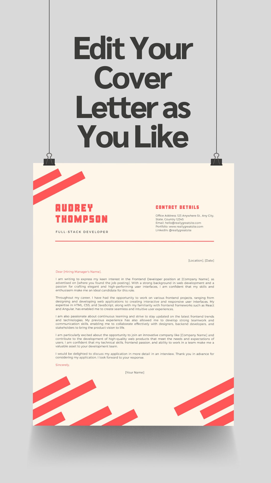 Editable Modern Resume Template and Cover Letter With Canva / Modern ...