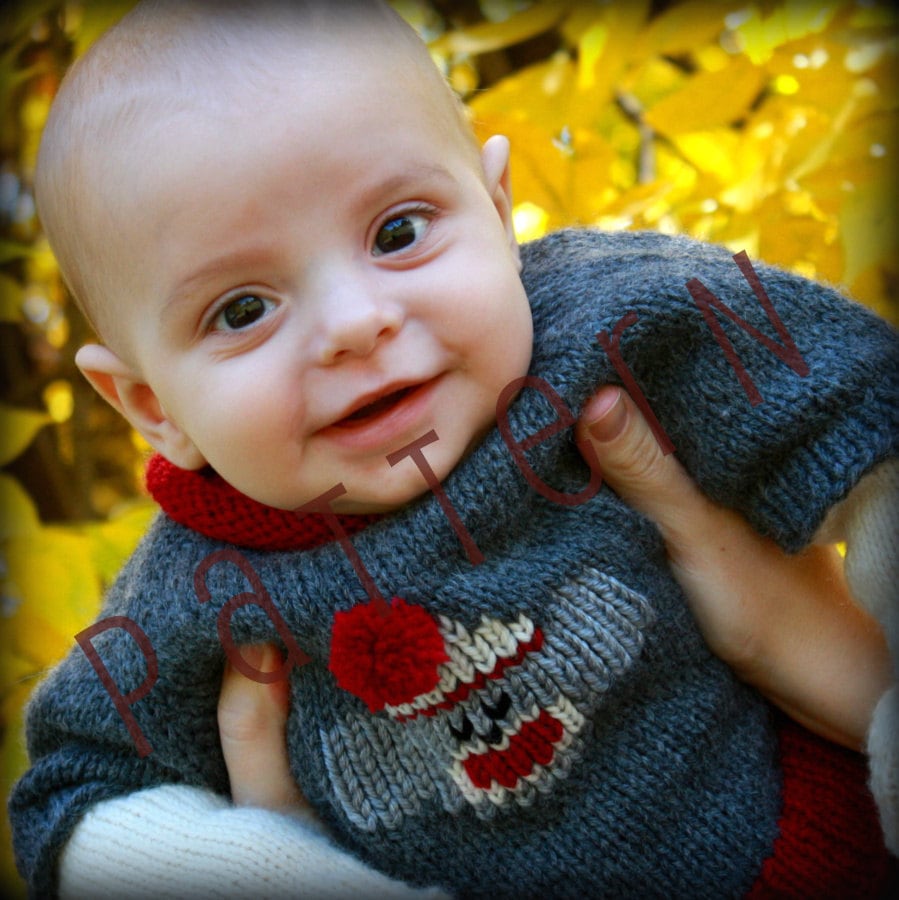 Baby's Sock Monkey Sweater Knitting Pattern Sizes 3m 18 | Etsy