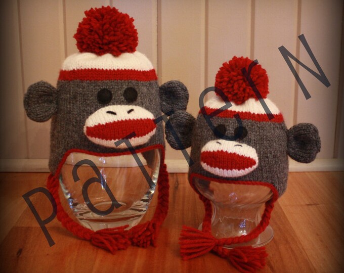 Sock Monkey Hats for the Whole Family (pdf Knitting Pattern) - Etsy