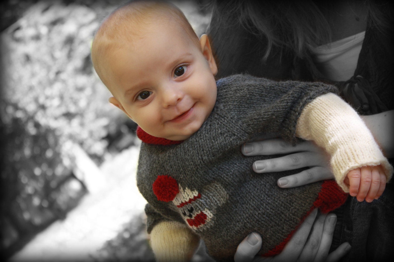 Baby's Sock Monkey Sweater Knitting Pattern Sizes 3m 18 | Etsy