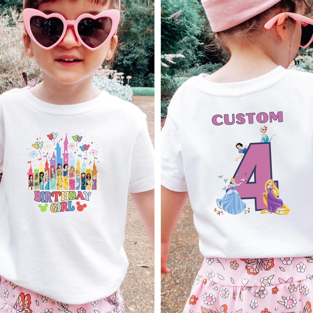Custom Disney Princesses Birthday Shirt, Disney Girl's Birthday Shirt, Custom Birthday Shirt ...