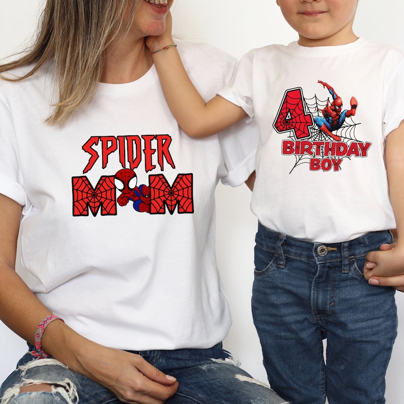 Custom Spider Family Shirts: Spiderman Birthday Matching T-shirts - Etsy