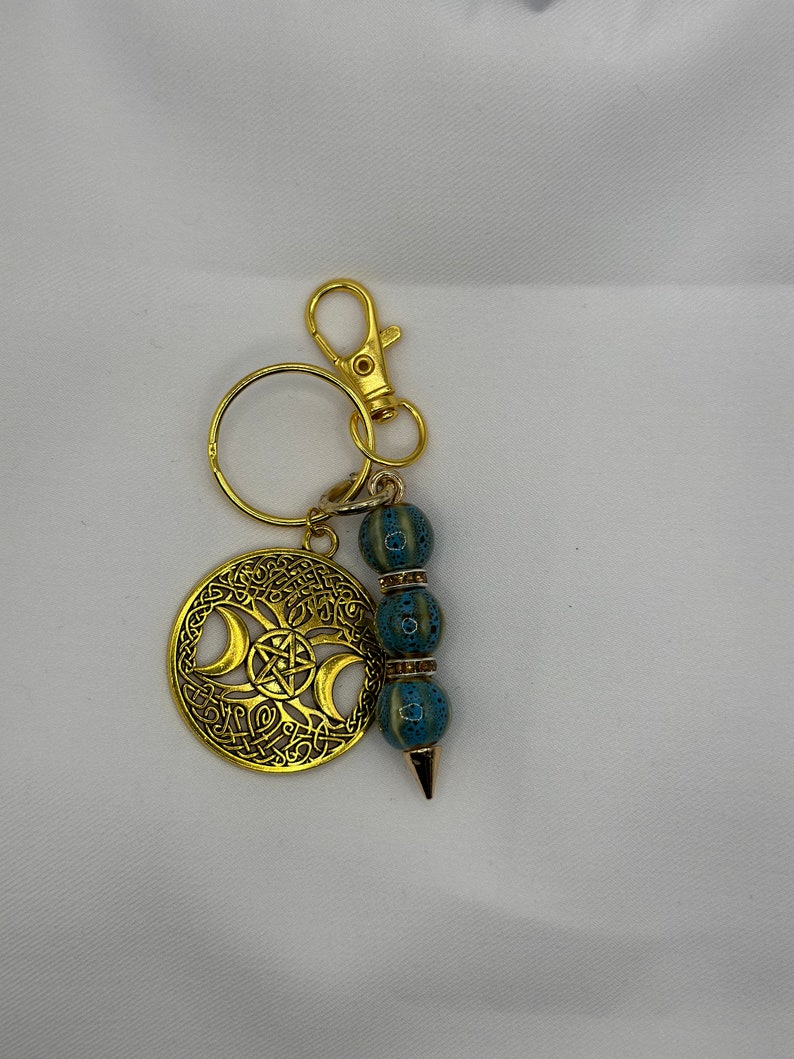 Wiccan Triple Moon Keychain (gold-plated) - Etsy