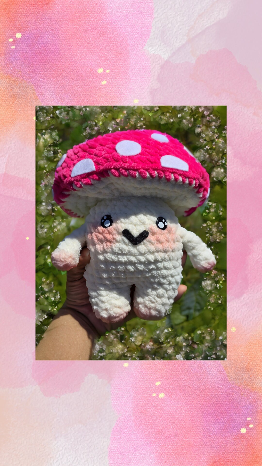 Adorable Dark Red Mushroom Crochet Buddy, Maroon Handmade Stuffies ...