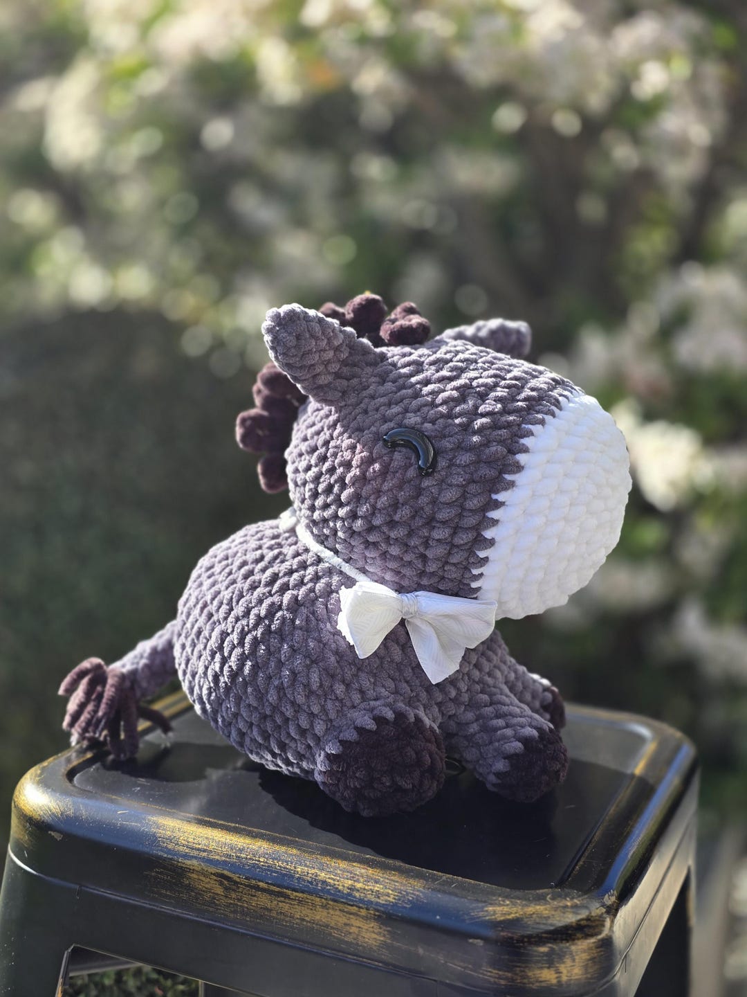 Crochet Chunky Donkey Plushie With Bowtie, Chonky Handmade Donkey ...