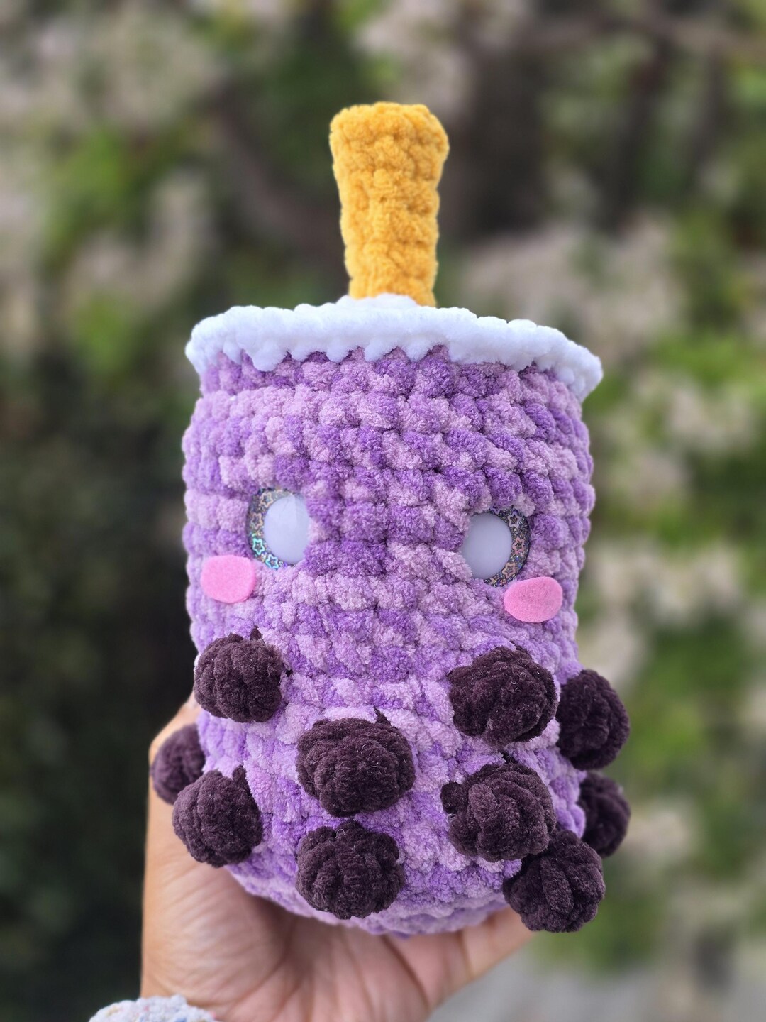 Crochet Boba Plushie: Kawaii Taro Milk Tea Stuffy With Sparkly Eyes - Etsy
