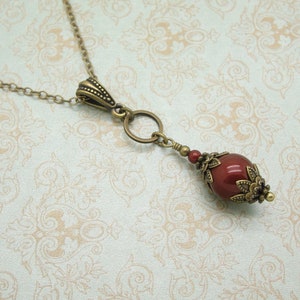 Red Victorian Necklace With Manmade Crystal Pearls in Bordeaux Wine ...