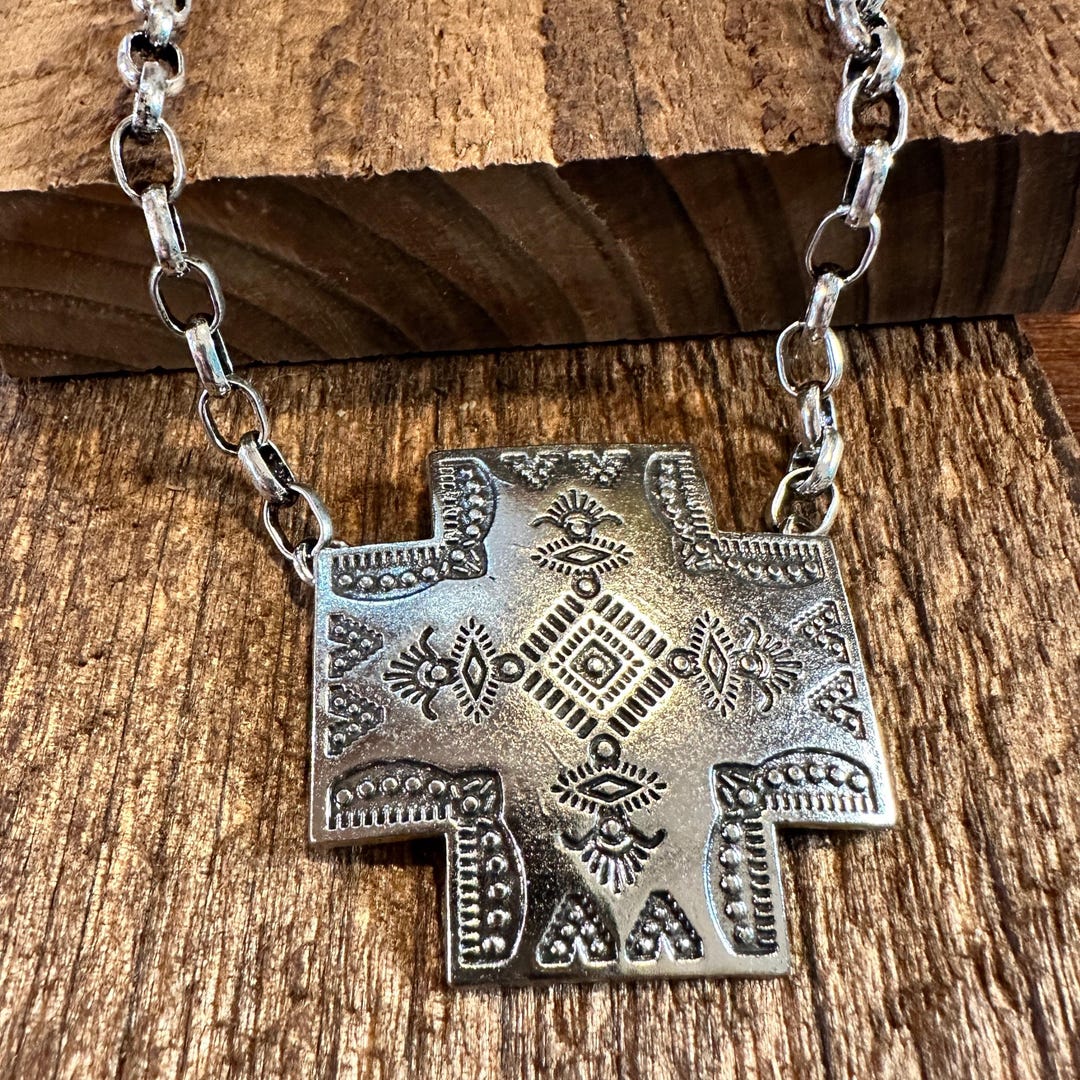 Bohemian Native American Aztek Chain Necklace, Stainless Steel Boho ...