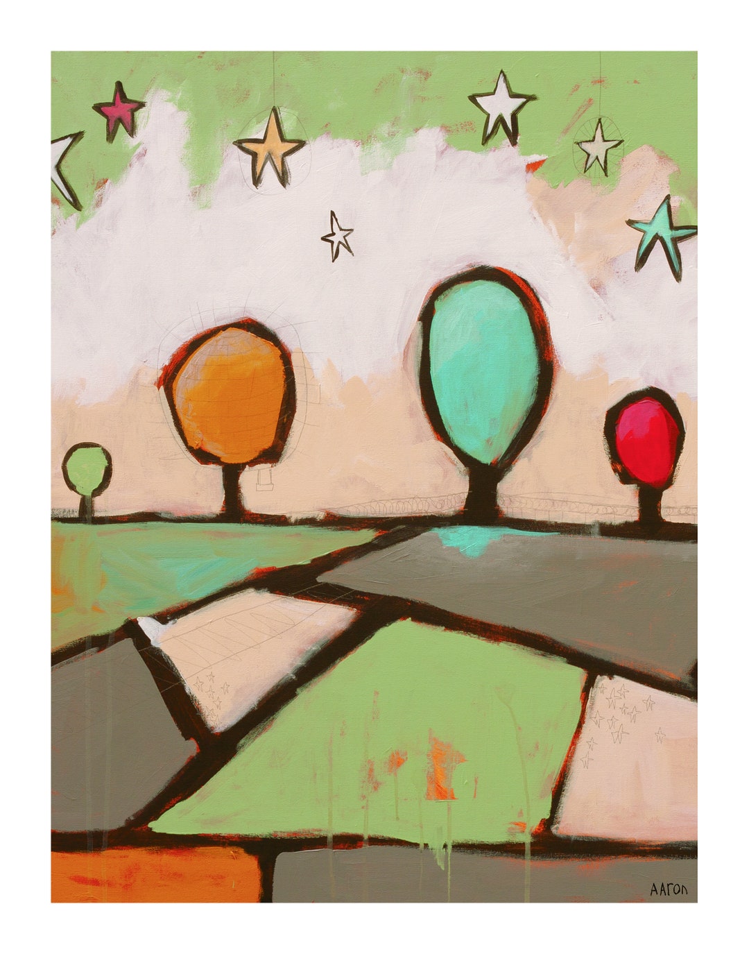 Jelly Bean Trees (stars) - 11”x14” Fine Art Print by Aaron Grayum ...