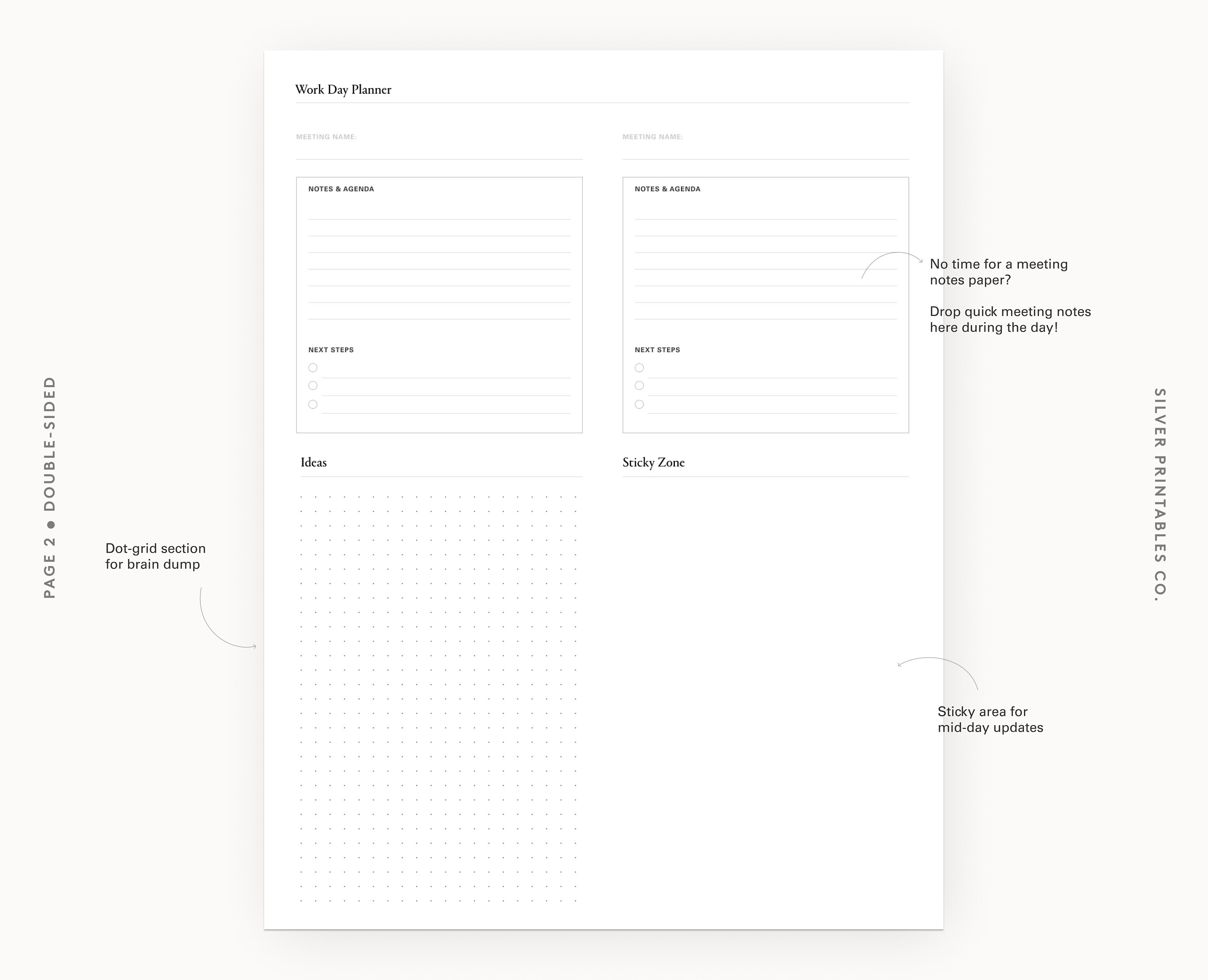 Work Day Planner: Letter Size Printable, Productivity Template (PDF) - Etsy