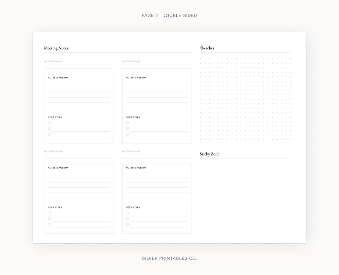 Weekly Overview Planner US Letter Printable PDF Goodnotes Work From ...