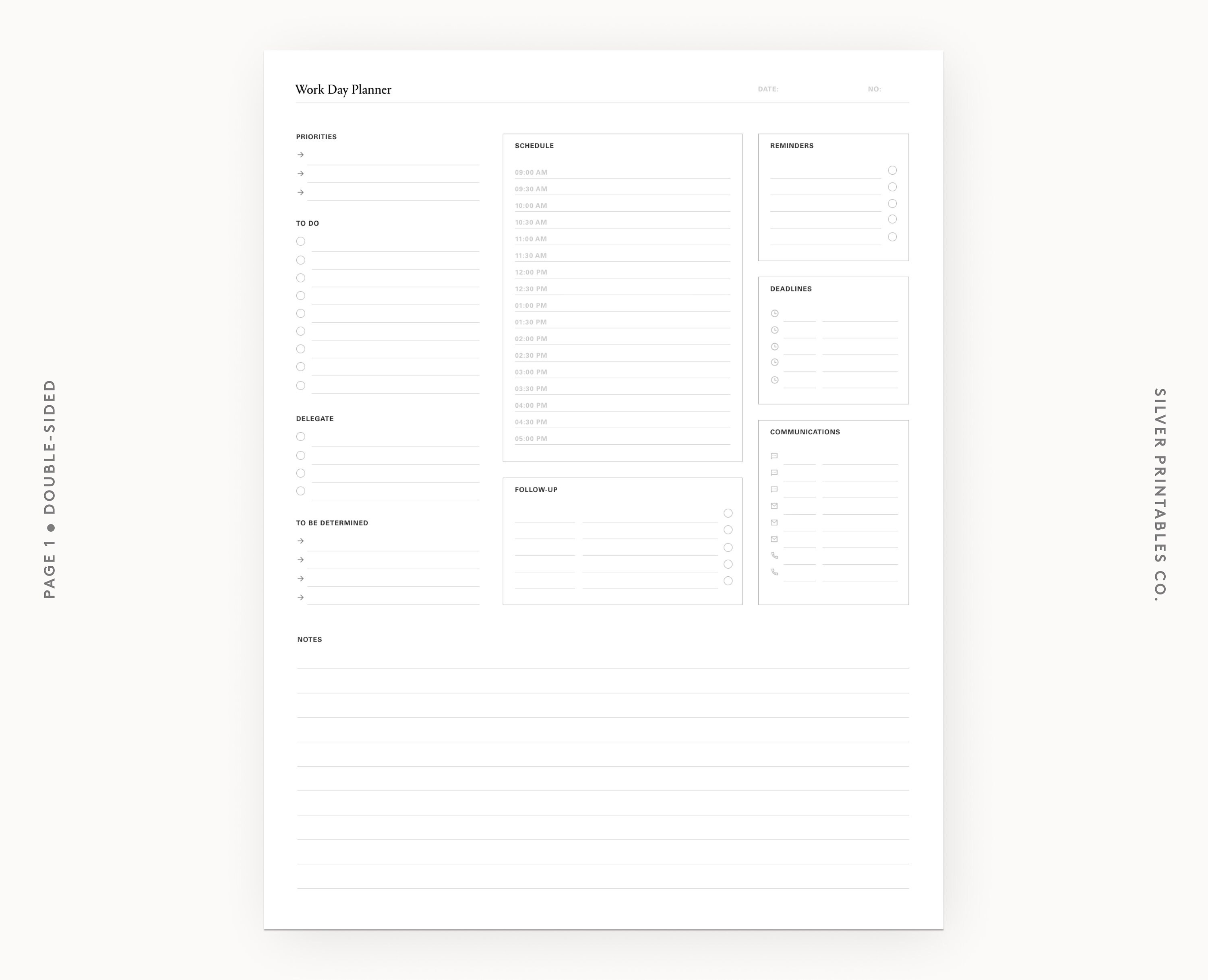 Work Day Planner: Letter Size Printable, Productivity Template (PDF) - Etsy