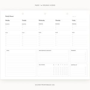 Weekly Overview Planner - US Letter Size | Minimalist Weekly Planner ...