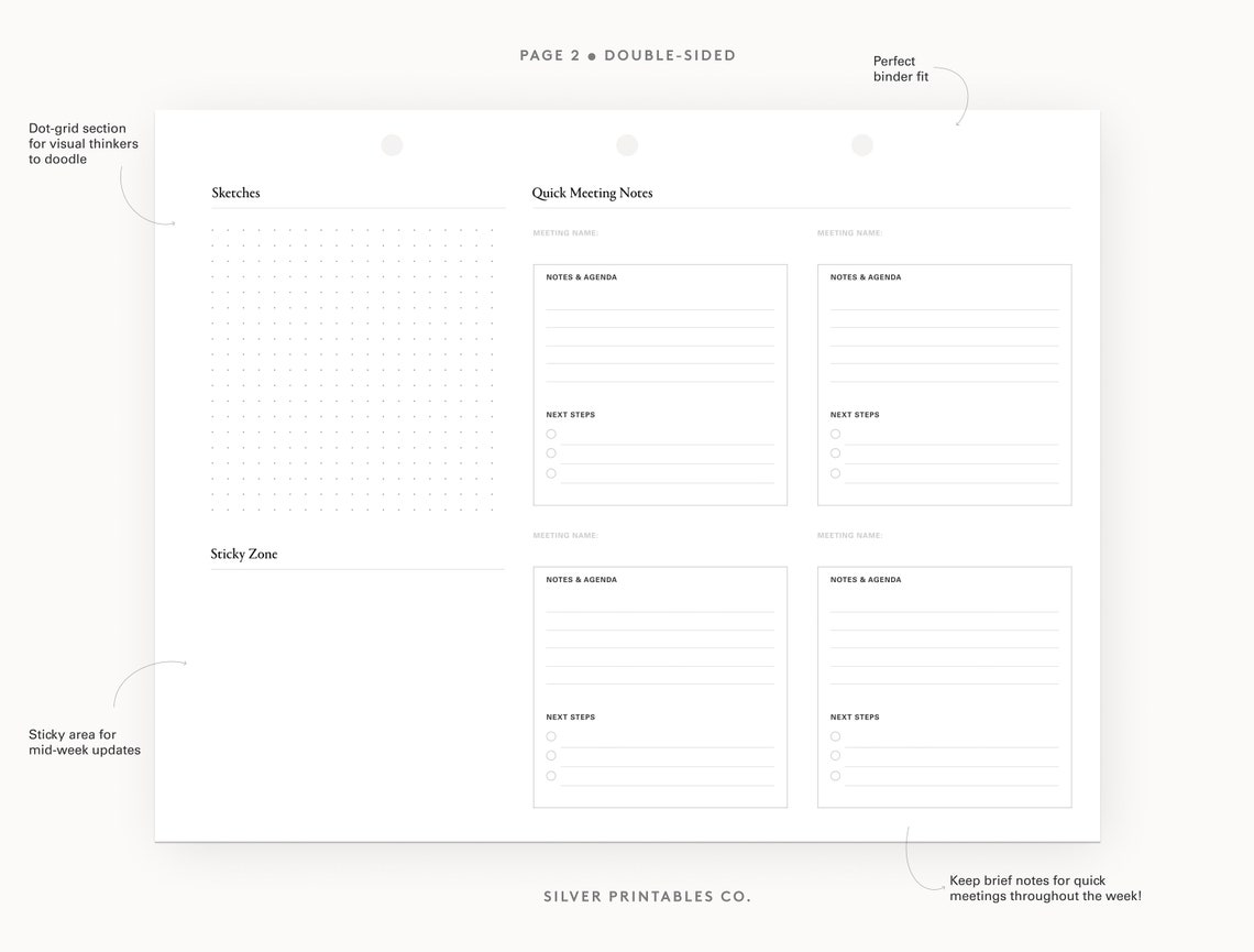 Weekly Overview Planner US Letter Size Minimalist Weekly Planner ...