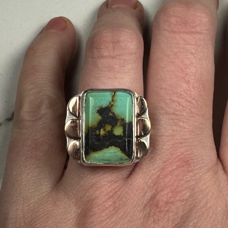 Mixed Metal Turquoise Ring Size 5.75 - Etsy