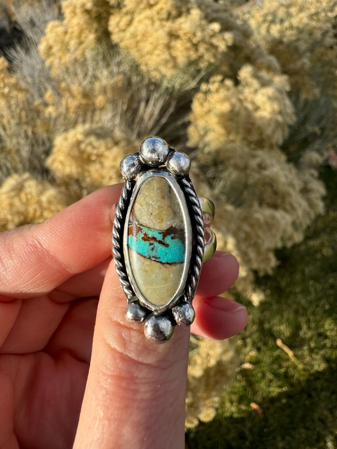 Fringe Ring Featuring Royston Ribbon Turquoise Size 8.75 - Etsy