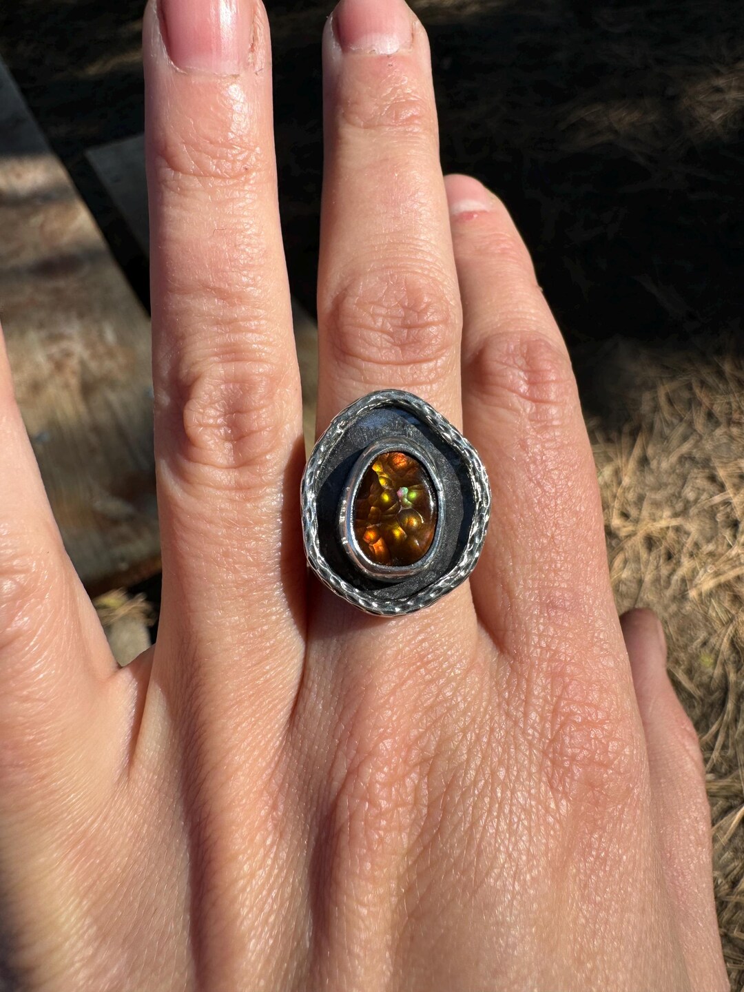 Haven Ring - Featuring Fire Agate - Size 7 - Etsy