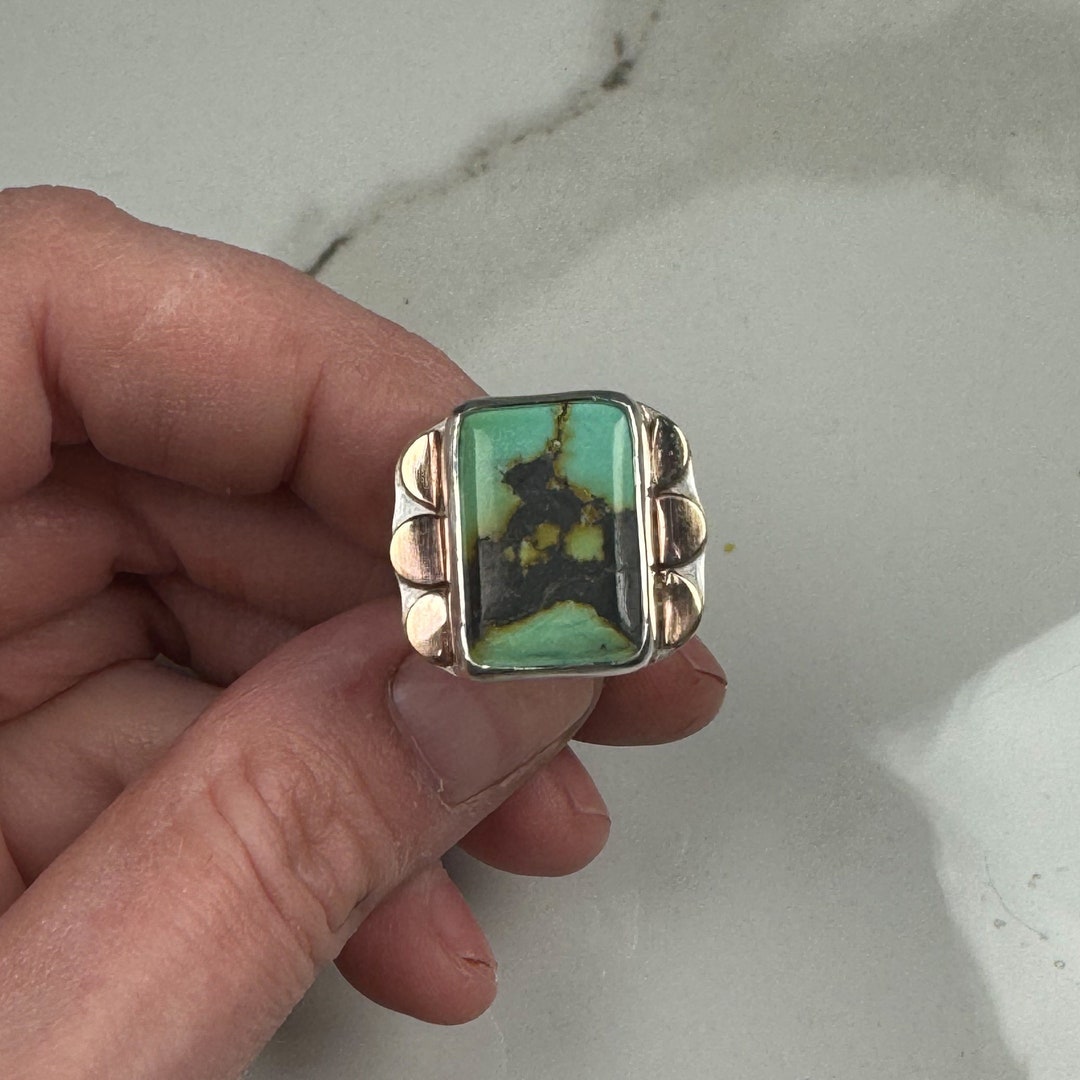 Mixed Metal Turquoise Ring Size 5.75 - Etsy