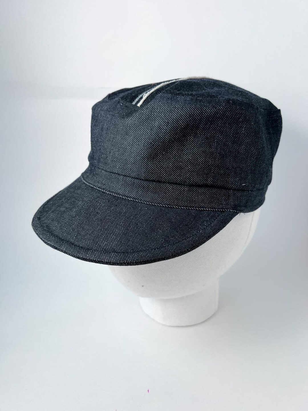 Dark Blue Denim Cadet Cap: Handmade Cotton Military Hat (size L) - Etsy