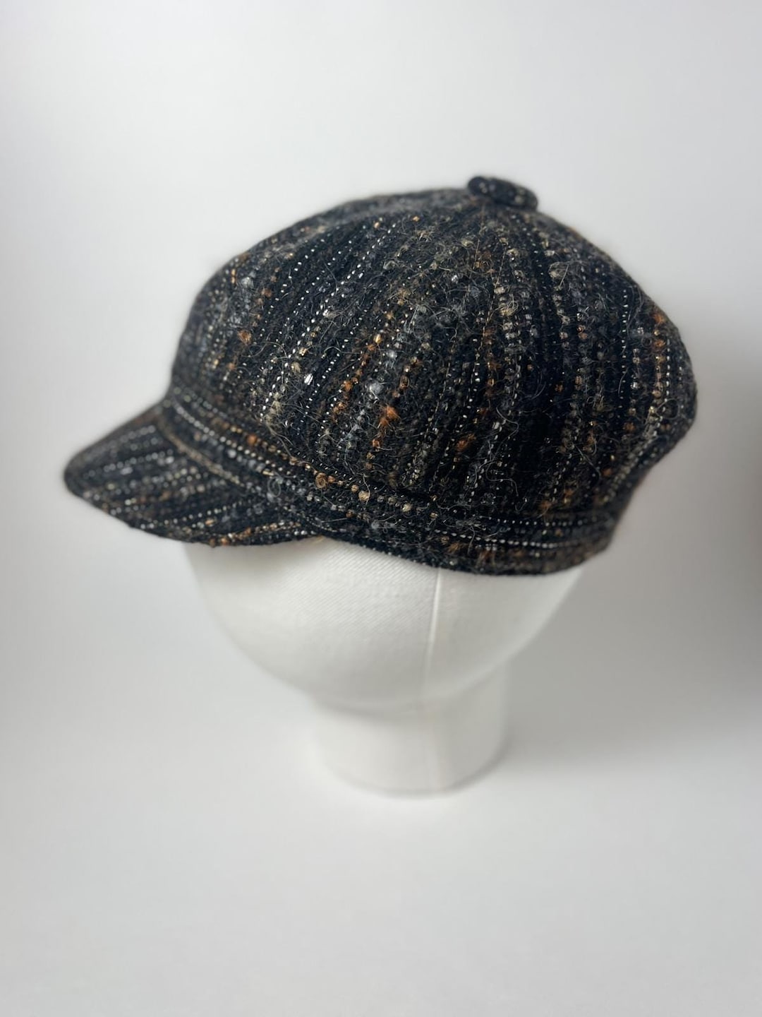 Black Wool 8-panel Flat Cap M, Peaky Blinders Hat, Irish Flat Cap ...