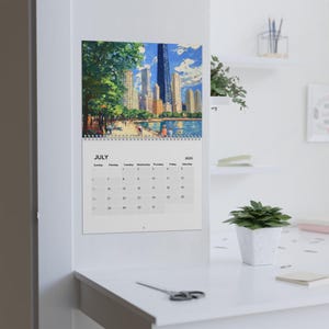 Chicago Skyline 2025 Wall Calendar: Large Hanging Monthly Planner ...