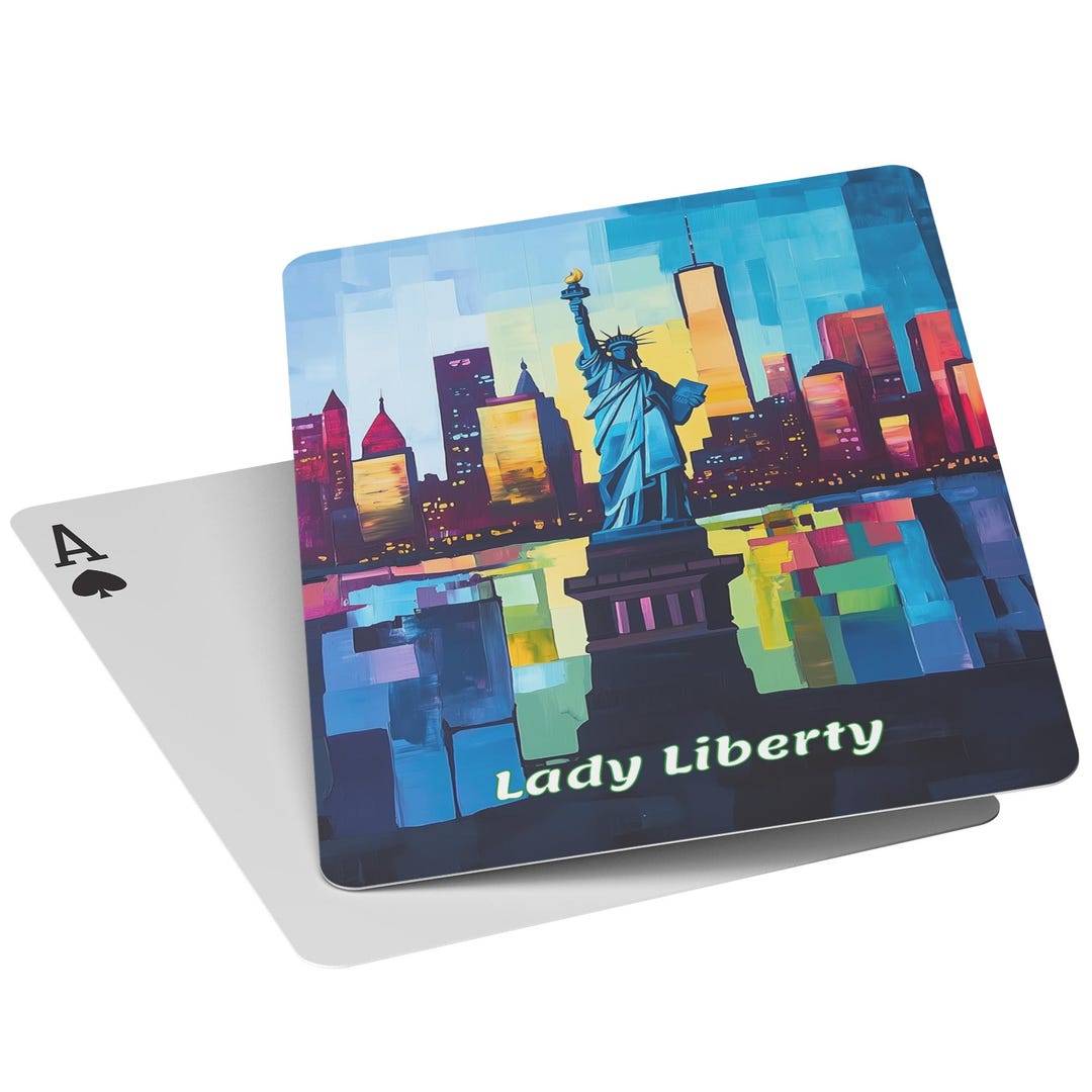 Statue of Liberty Personalized Playing Cards: Minimalist New York City ...