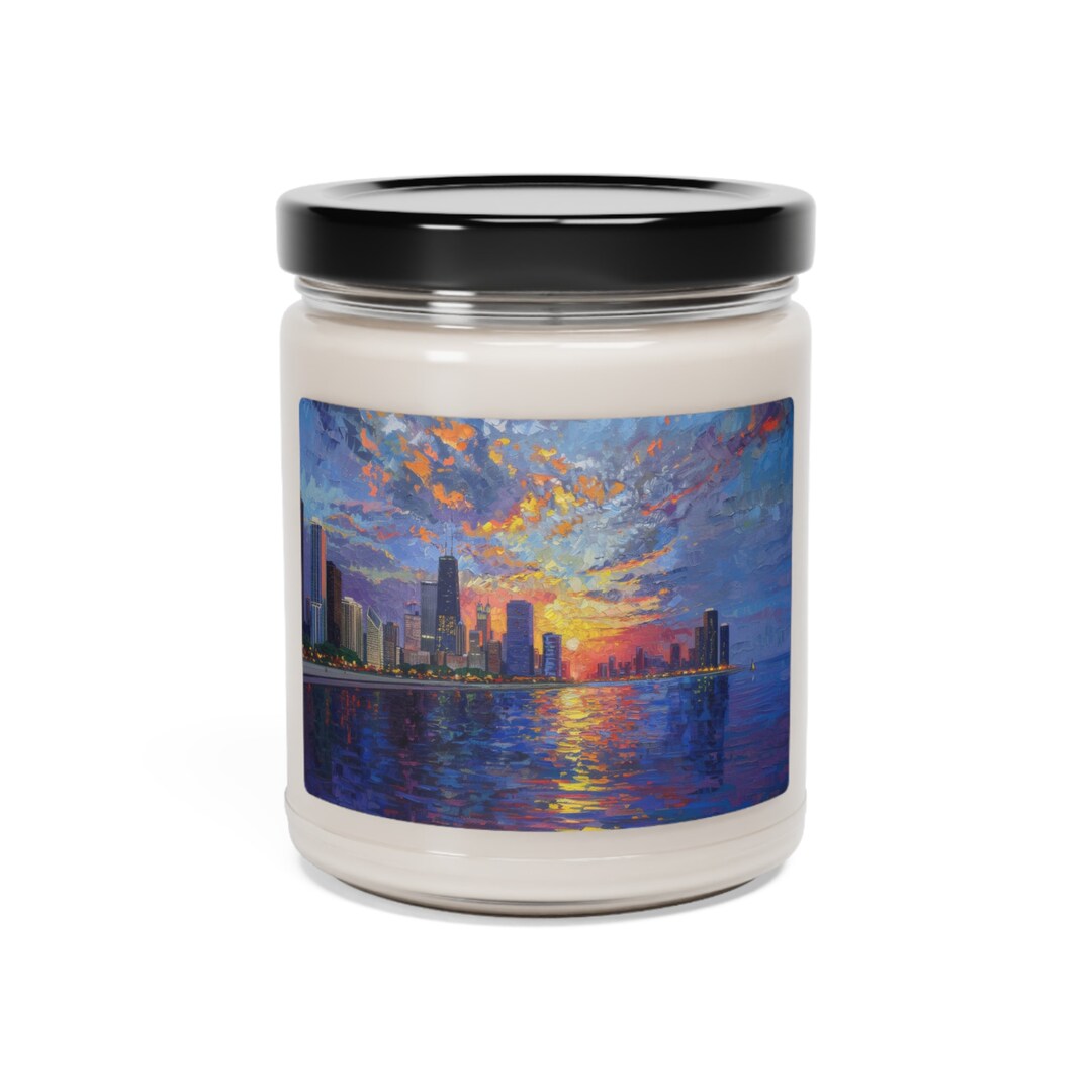 Chicago Skyline Soy Candle: Sunset Vista Vegan Candle (scented or ...