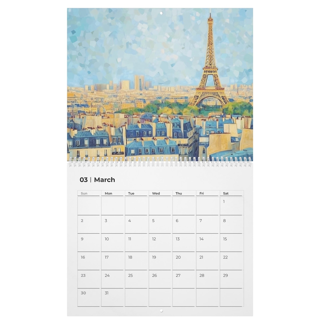 Eiffel Tower Parisian Wall Calendar: City of Lights Monthly Planner ...