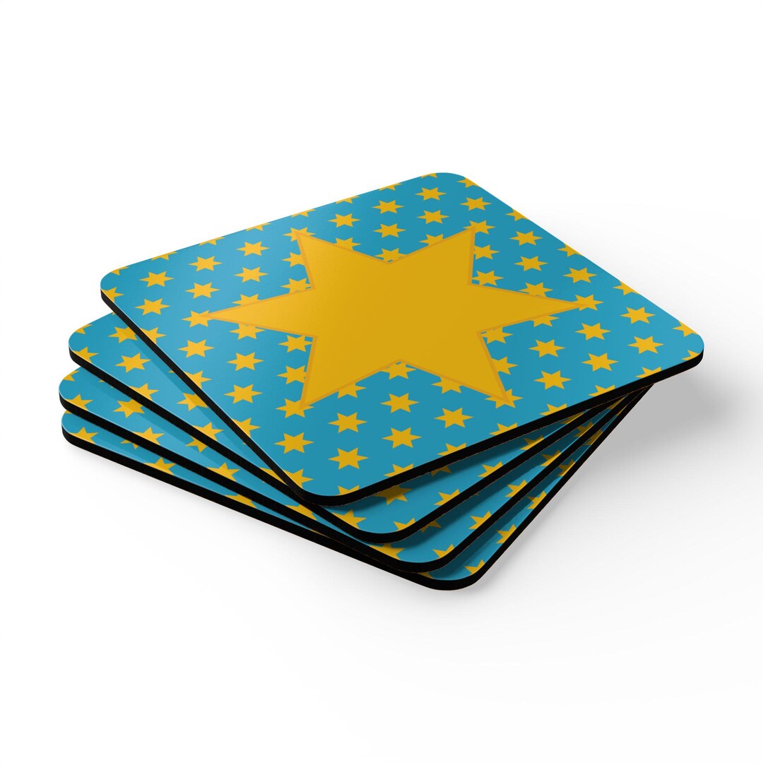 Star of David Coasters - Turquoise and Gold Cork Coaster Set, Hanukkah ...