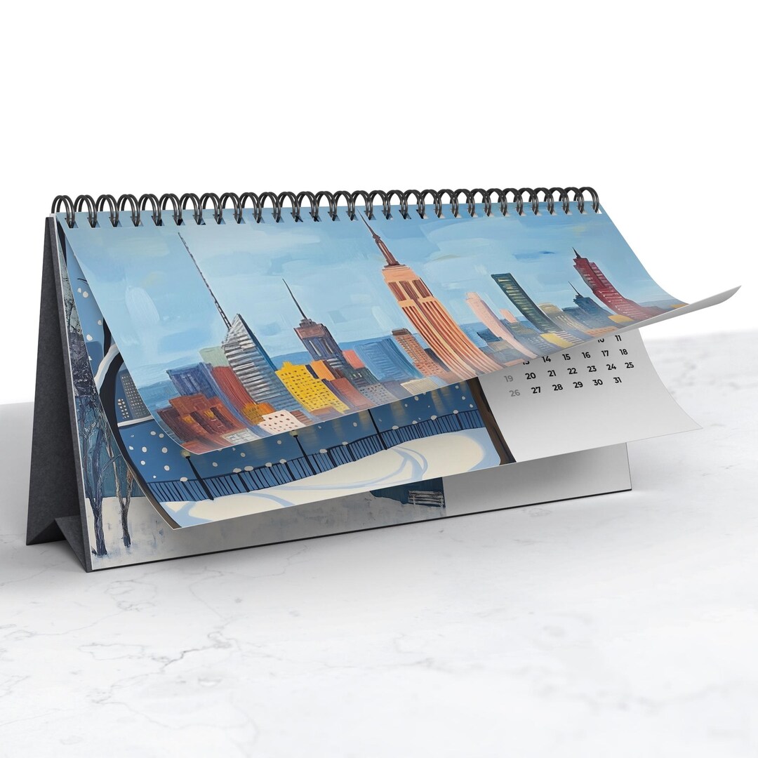 Minimalist NYC Skyline Desk Calendar: Manhattan Monthly Planner With ...