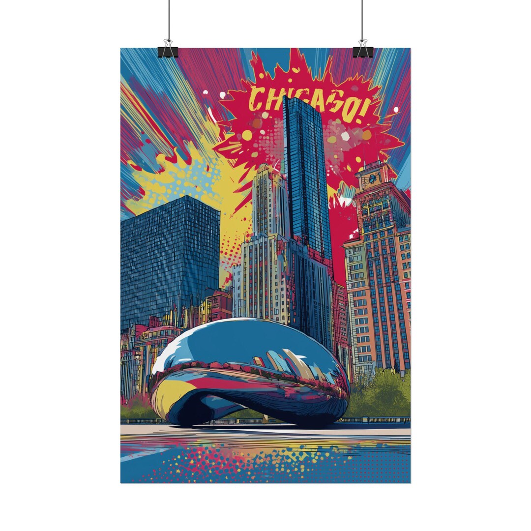 Chicago Art Print – Comic Bean Illustration in Pop Art Style - Etsy