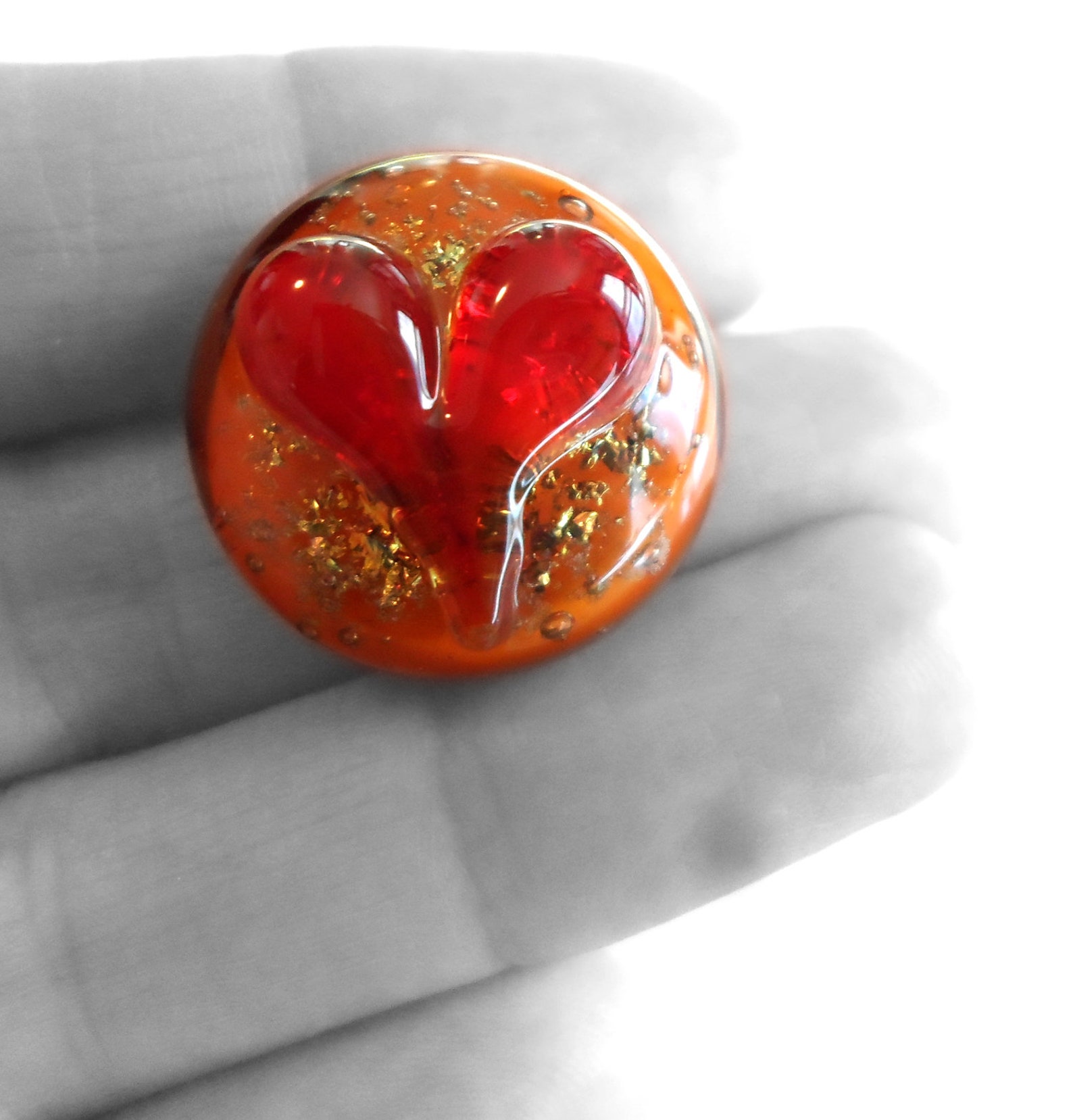 Heart cabochon lampwork cabochon glass cabochon cabochon | Etsy
